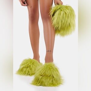 Dolls Kill | Shoes | Dolls Kill Case Of The Grumpiesfuzzy Slides | Poshmark